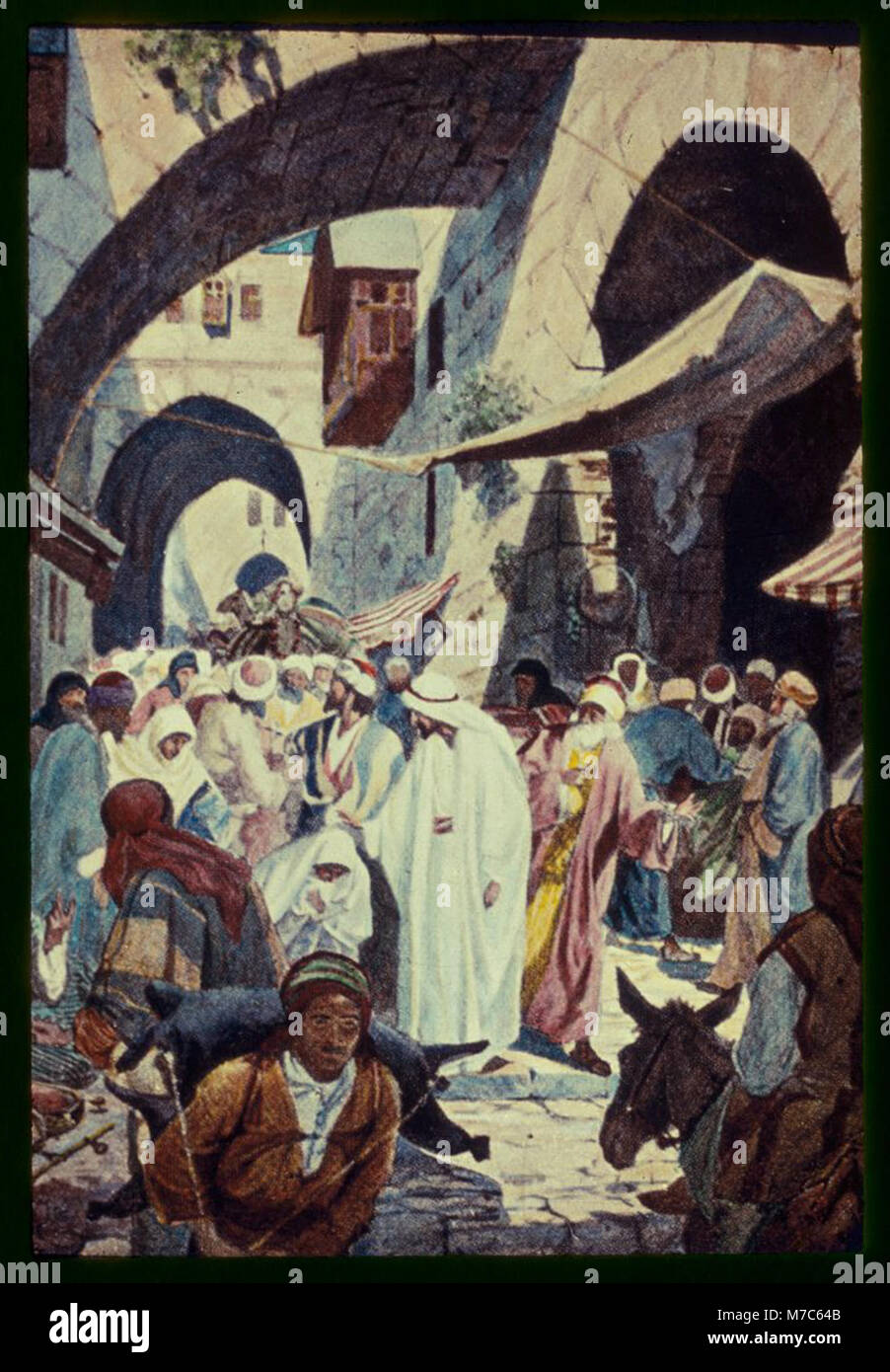 An illustration of the biblical scene from Mark 5:22-34, where Jesus ...