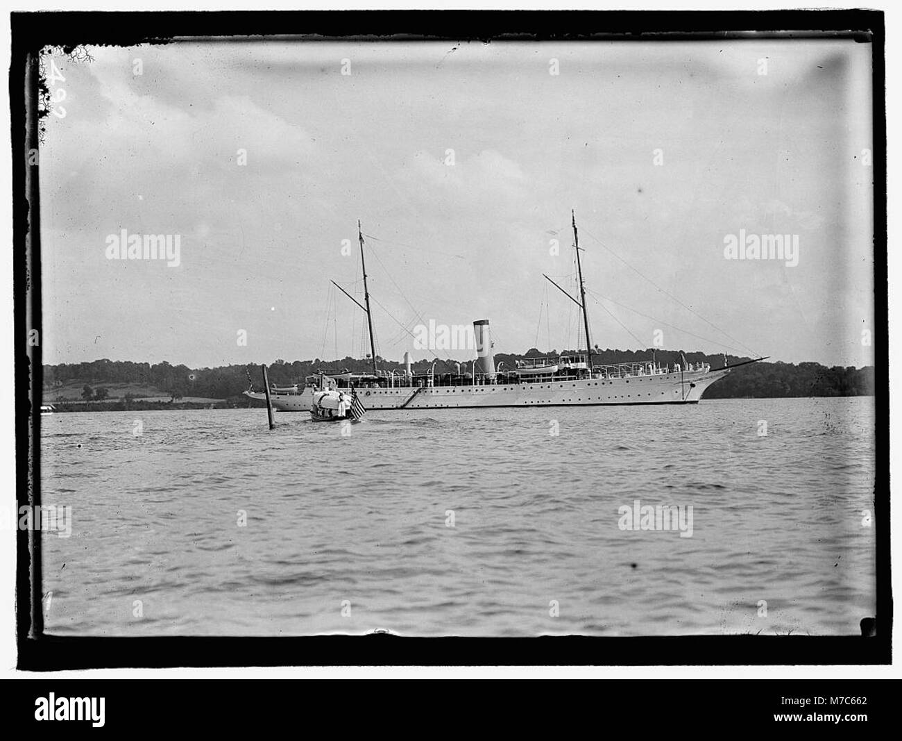 The USS Mayflower, an American naval ship, is shown here with its ...