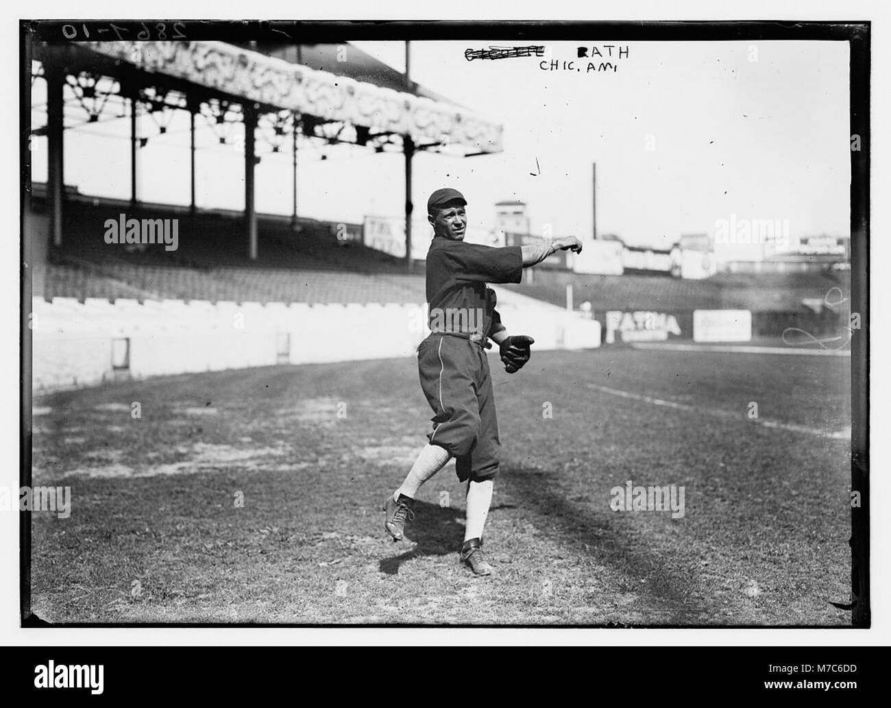 A photograph of Morrie Rath, a baseball player from Chicago, captured ...