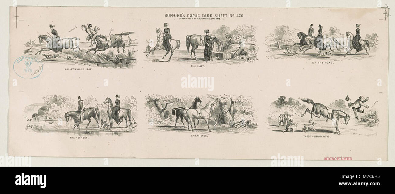 Bufford’s Comic Card Sheet no. 420 features a collection of illustrated ...