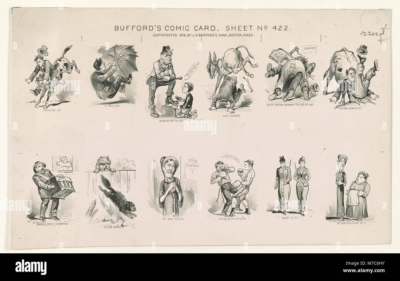A collection of comic cards from Bufford’s, featuring humorous ...