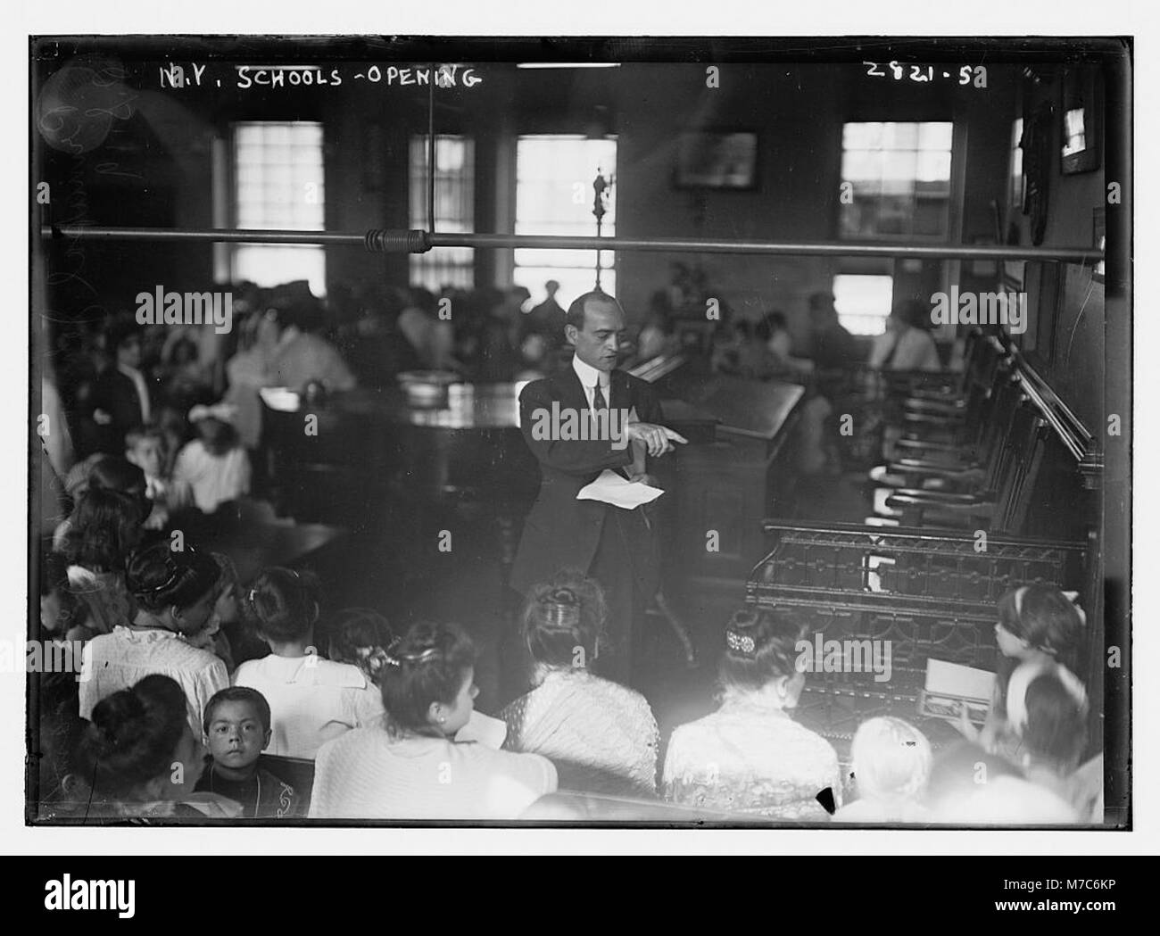 A photograph showing the opening of New York schools, likely depicting ...