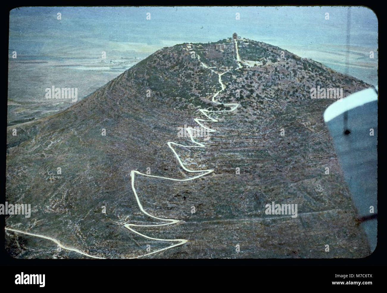 Aerial photograph looking north from Jerusalem, showing Mt. Tabor with ...