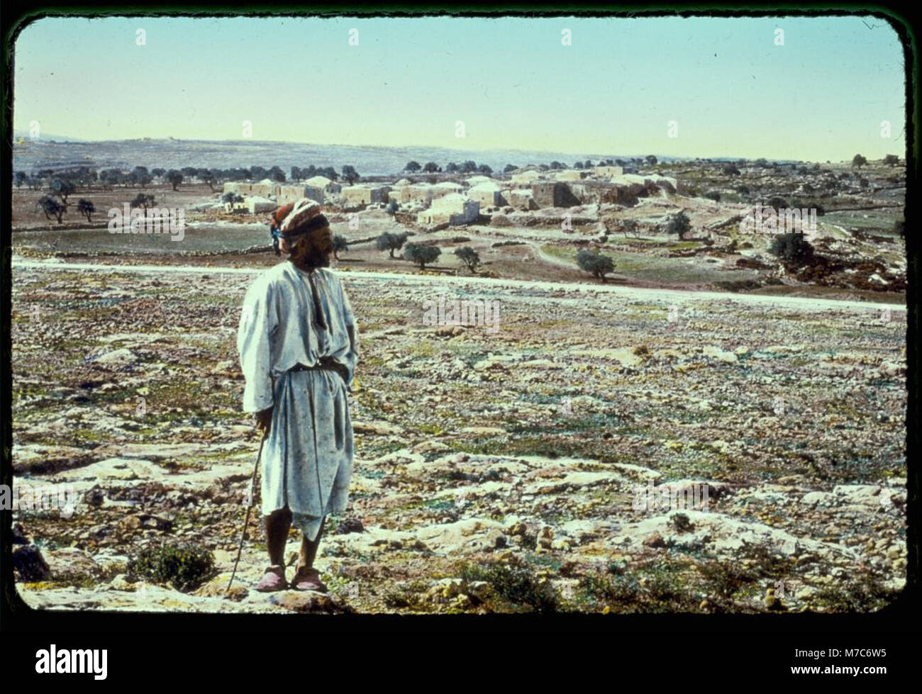 A biblical scene from 1 Samuel 21:1, depicting the view northward from ...