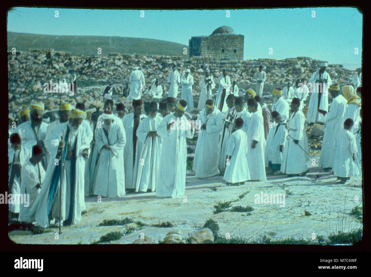 This image captures the Samaritan Passover pilgrimage on Mt. Gerizim ...