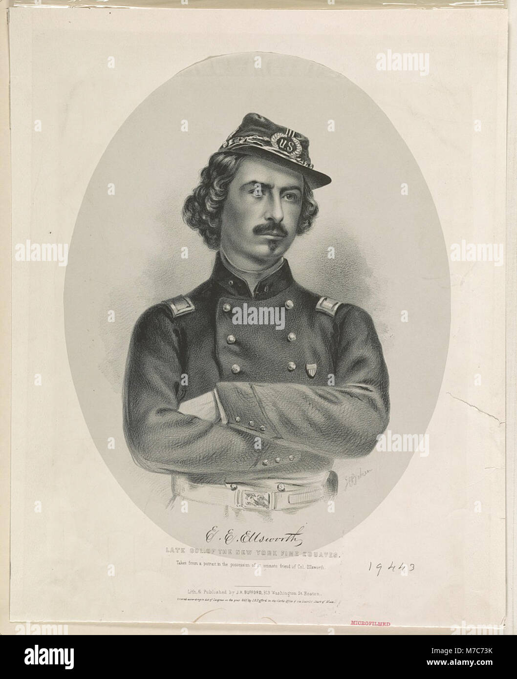 A portrait of E. E. Ellsworth, likely a historical figure captured in a ...