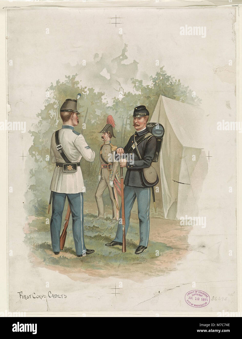 The First Corps Cadets, a historical military unit, are depicted in ...