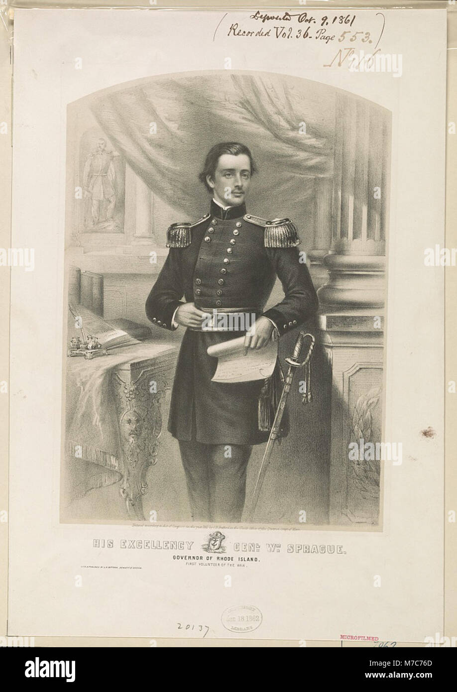 A portrait of General William Sprague, a prominent figure in American ...