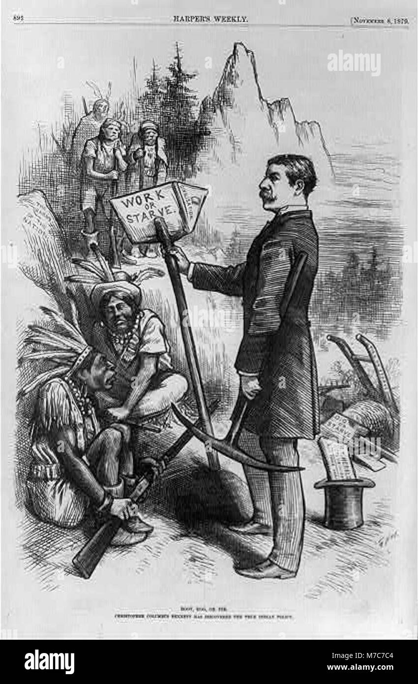 This political cartoon by Thomas Nast depicts Christopher Columbus ...