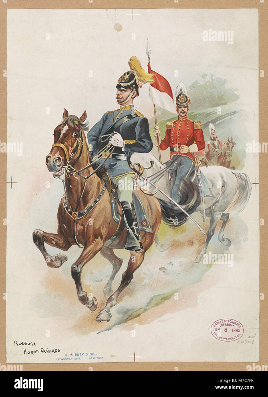 A historic photograph of the Roxbury Horse Guards, a cavalry unit based ...