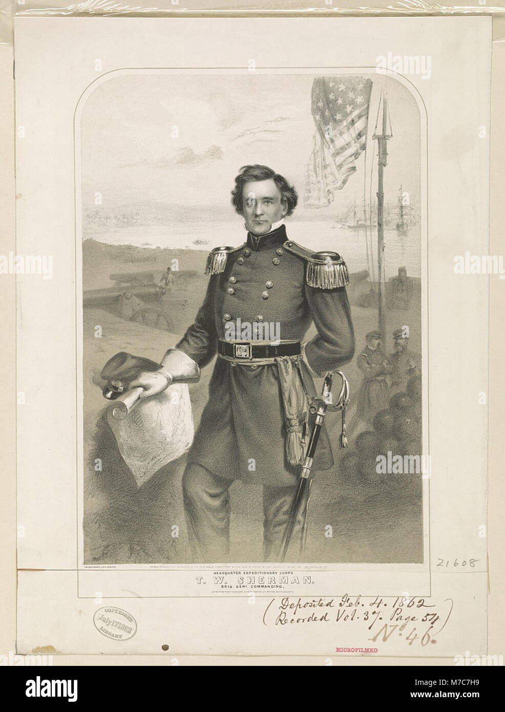 This portrait features T.W. Sherman, a prominent historical figure ...