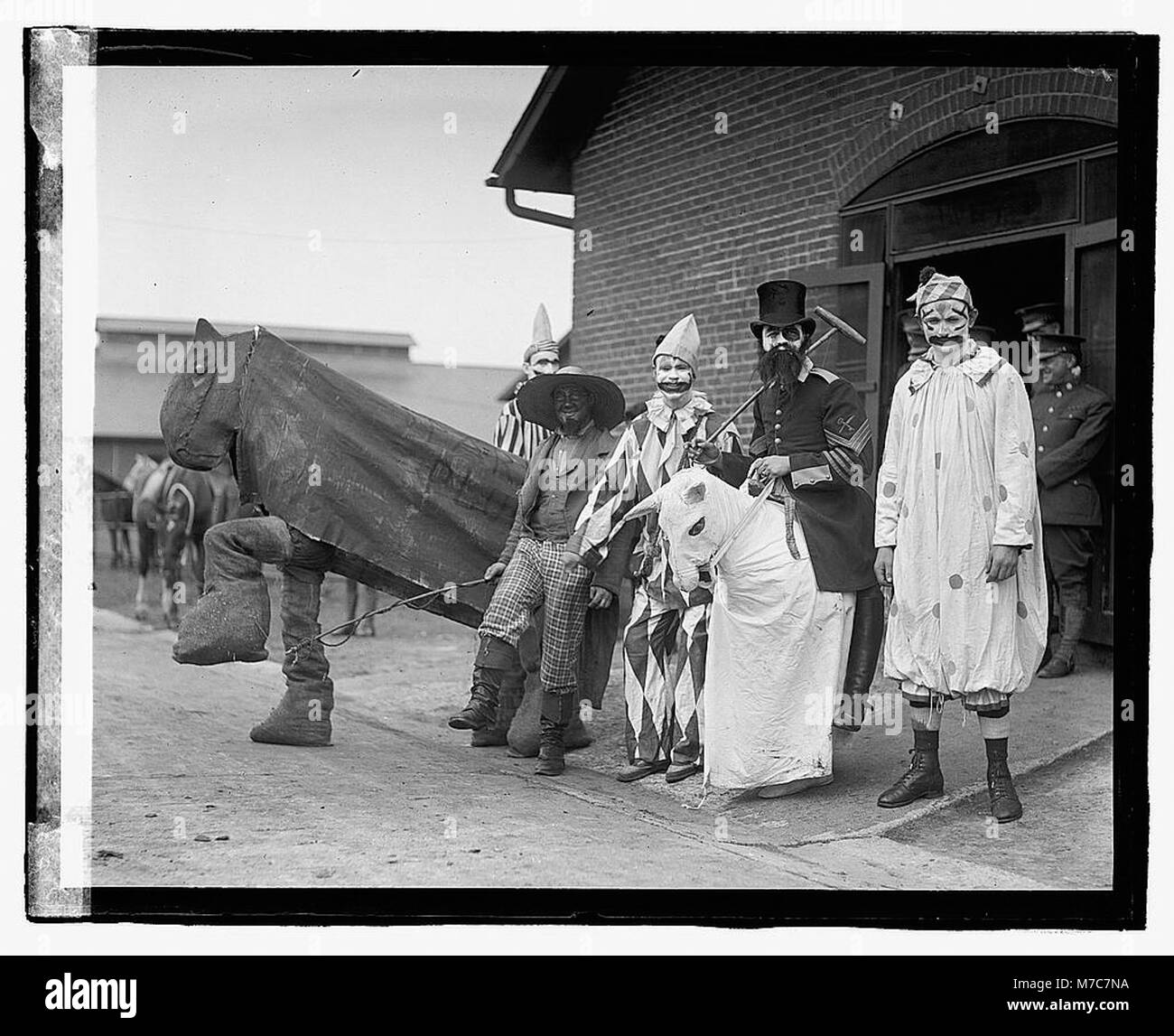 A historic photograph of a society circus taken on April 4, 1923. The ...