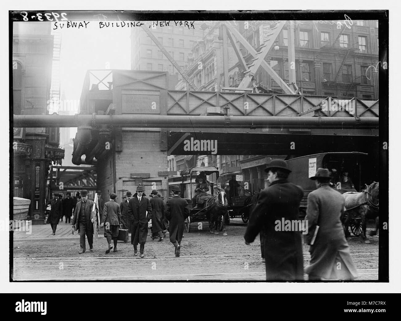 The image shows the subway building in New York City, capturing the ...