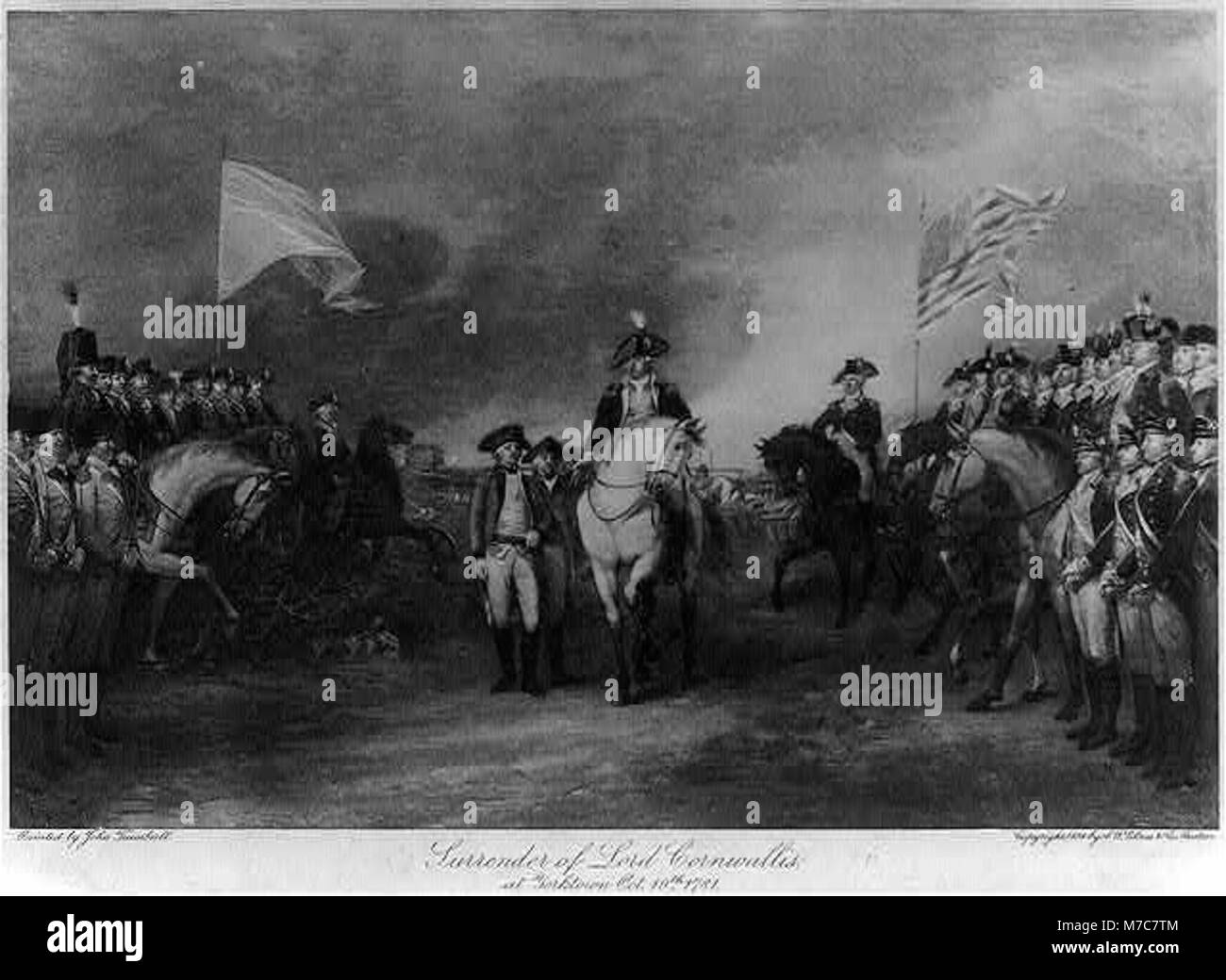 The historic moment of the surrender of British General Lord Cornwallis ...