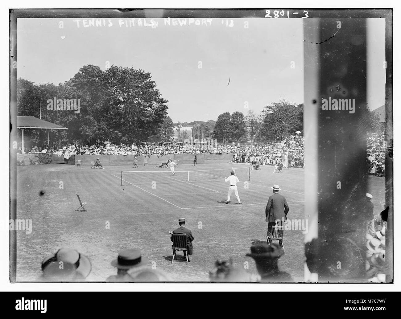 A historical photograph of the tennis finals in Newport, 1913 ...