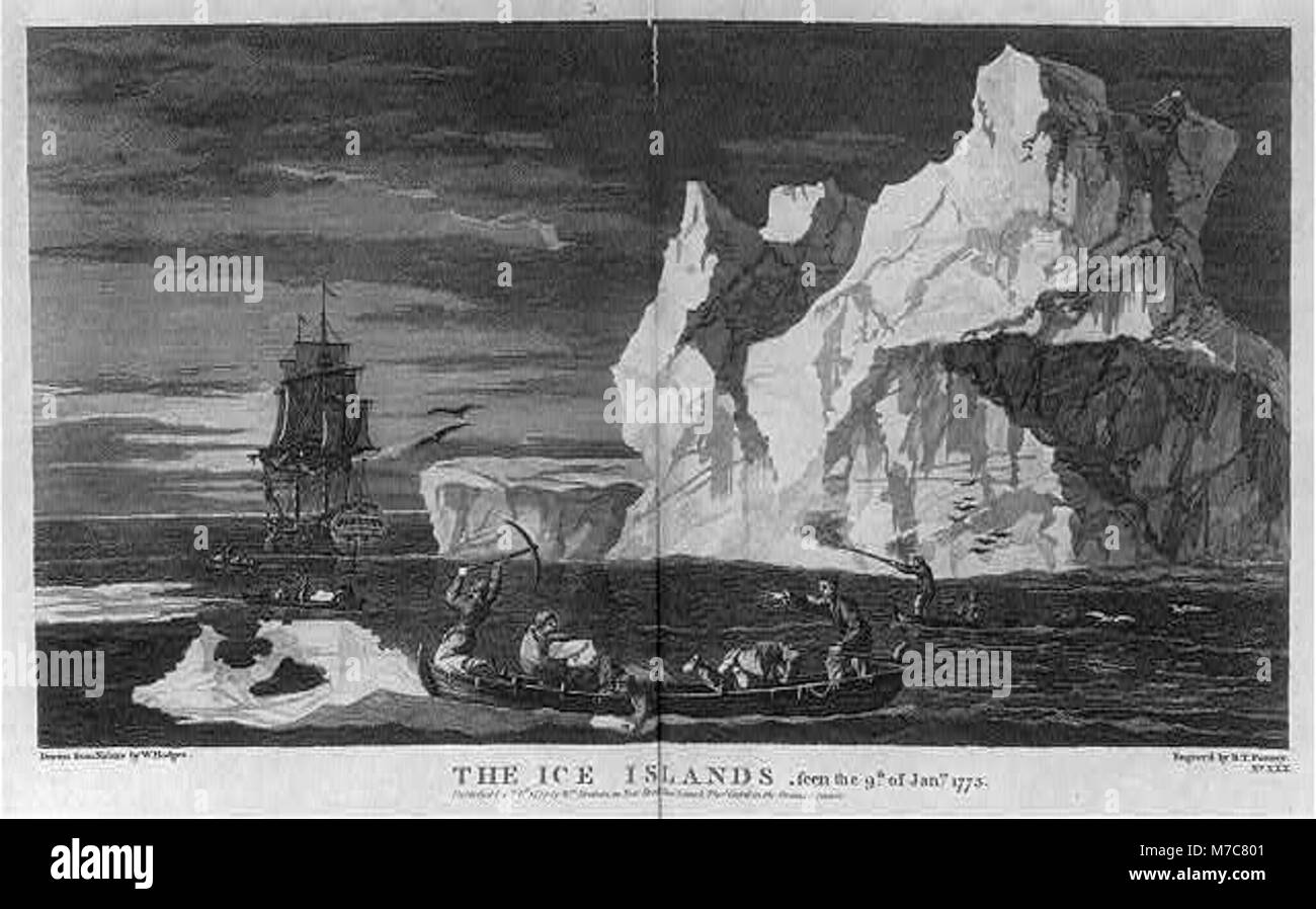 This historical image depicts the Ice Islands as seen on January 9th ...