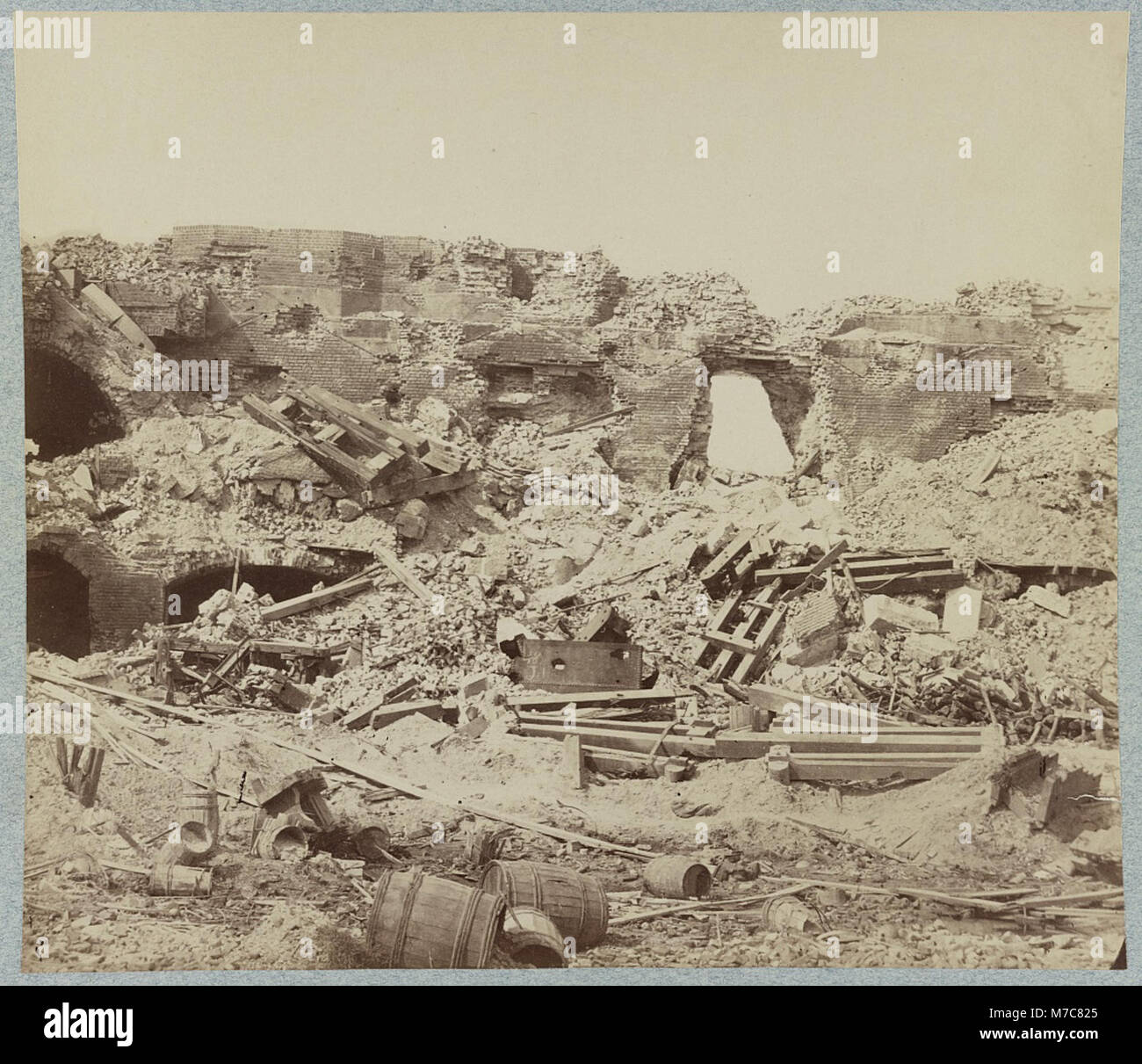 This photograph captures the aftermath of the bombardment at Fort ...