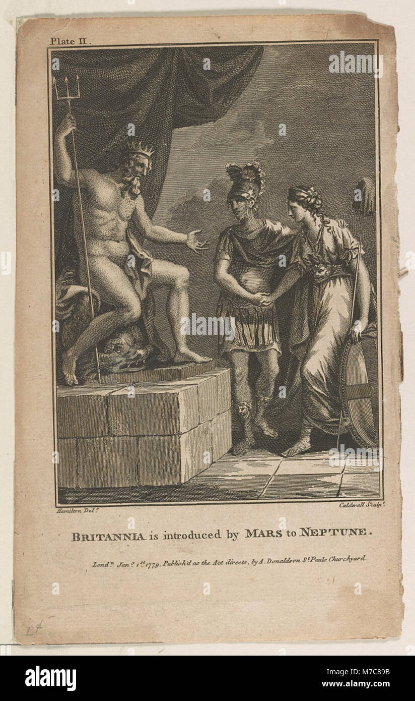 This artwork illustrates the mythological scene where Britannia ...