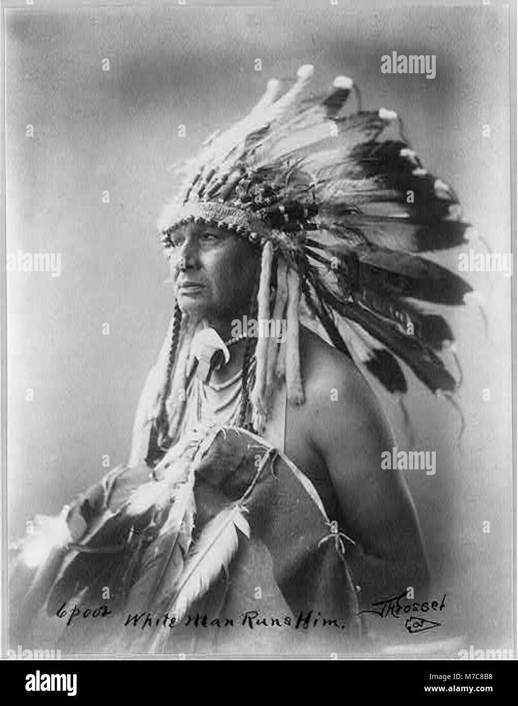 A portrait of White Man Runs Him, a Native American man from the 19th ...
