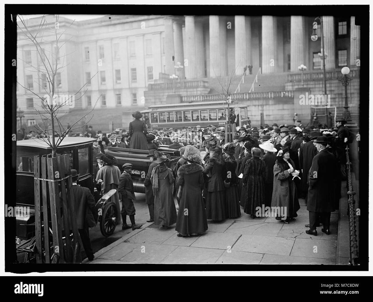 A photograph from an advertising parade promoting woman suffrage ...