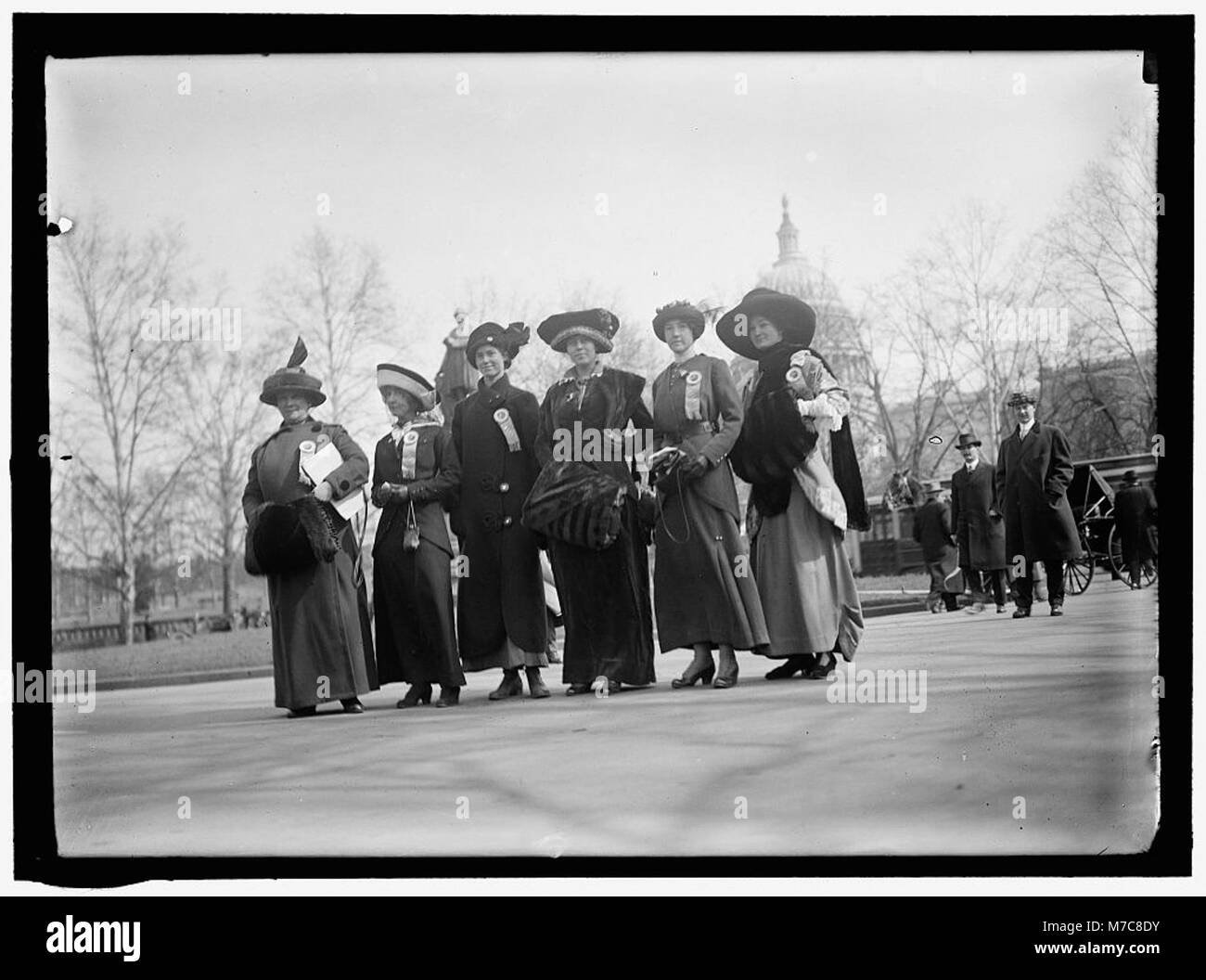 A historical photograph showing groups advocating for woman suffrage ...