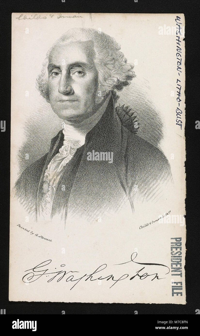 This image is a portrayal of George Washington, the first President of ...