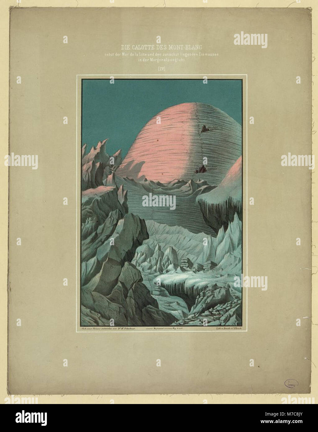 The calotte (ice cap) of Mont Blanc, a view of the highest peak in the ...