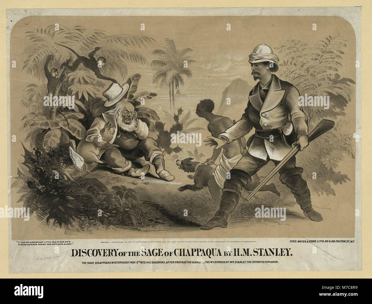 This image depicts the moment H.M. Stanley discovered the Sage of ...