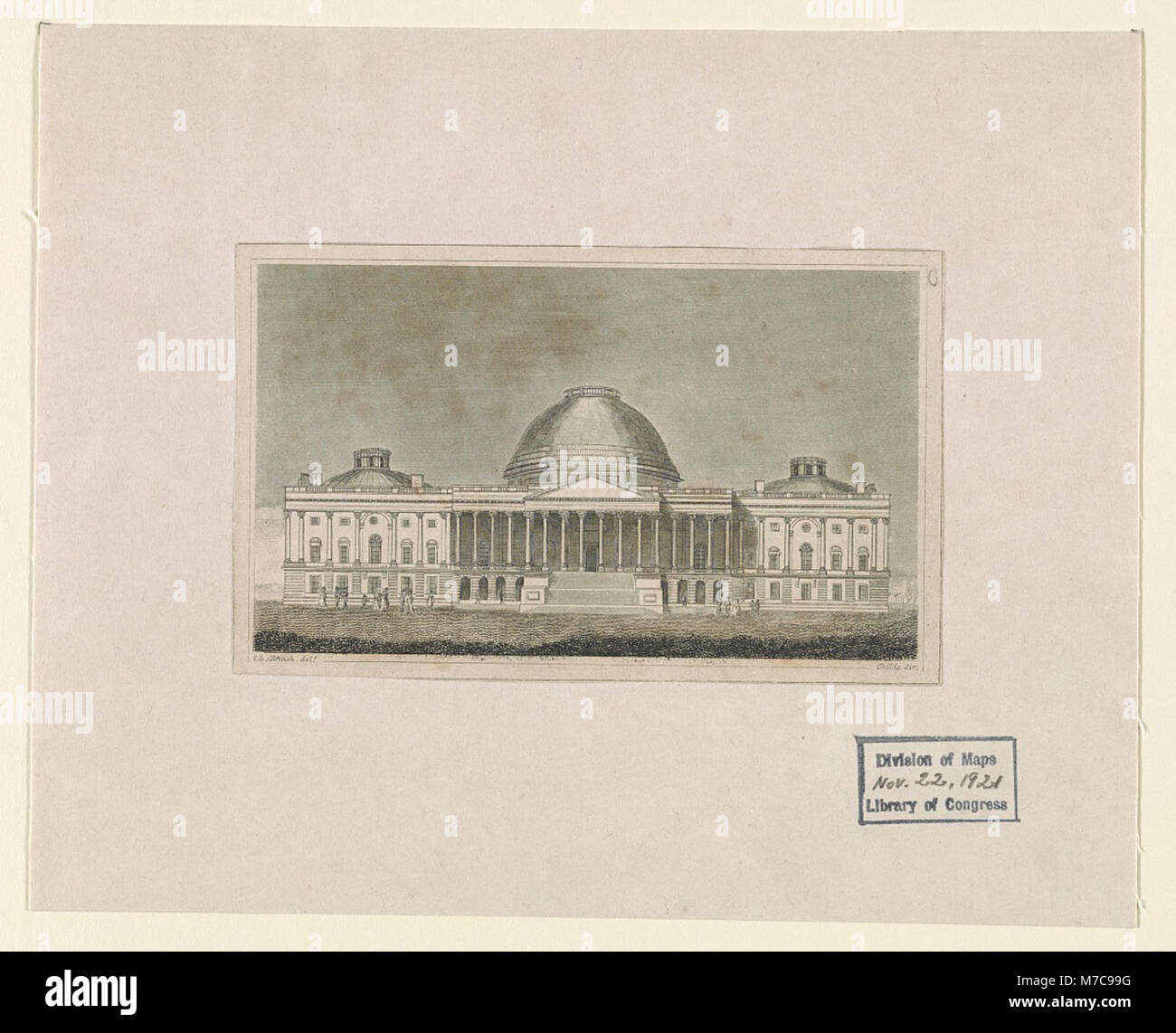 An architectural drawing of the United States Capitol, designed by ...
