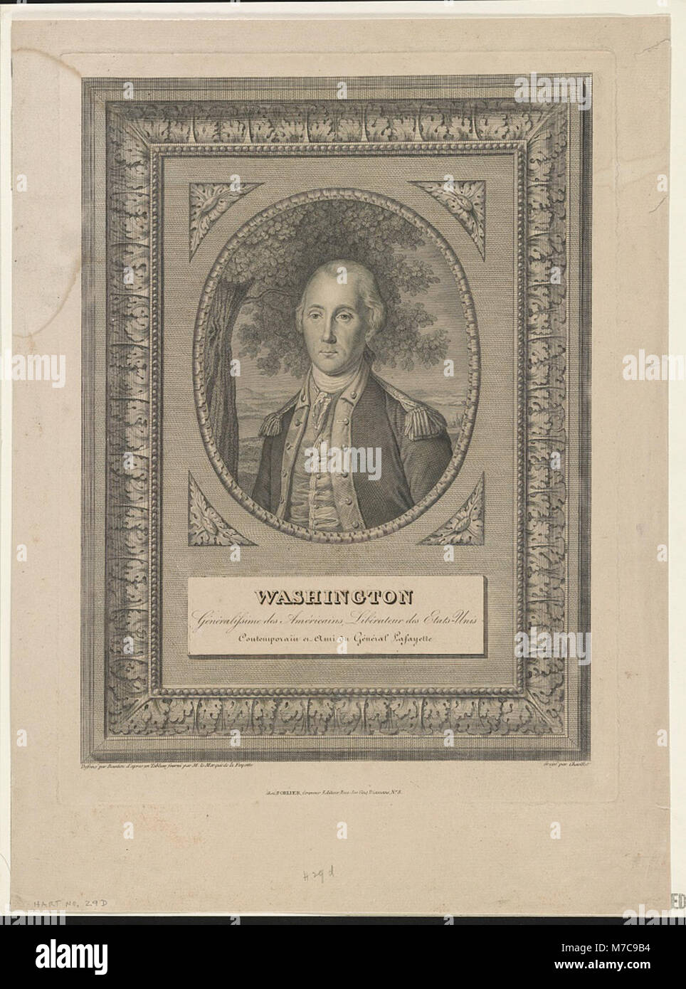 A historical engraving of George Washington, featuring him as the ...