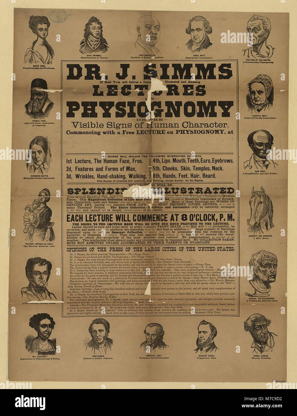 A portrait of Dr. J. Simms, known for his lectures on physiognomy, the ...