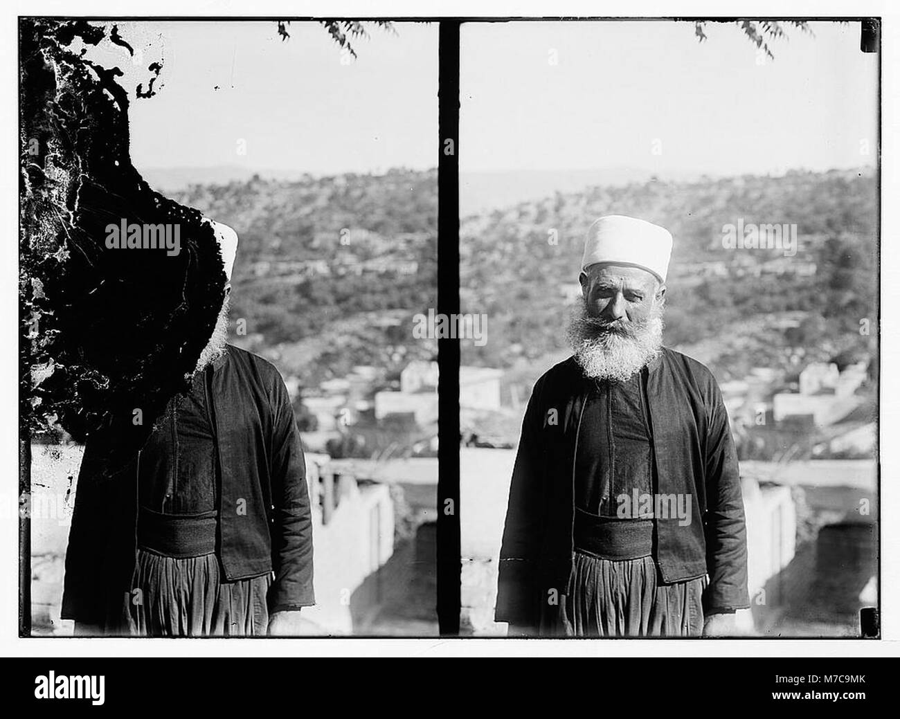 A photograph of a Druze man, showcasing the traditional attire and ...