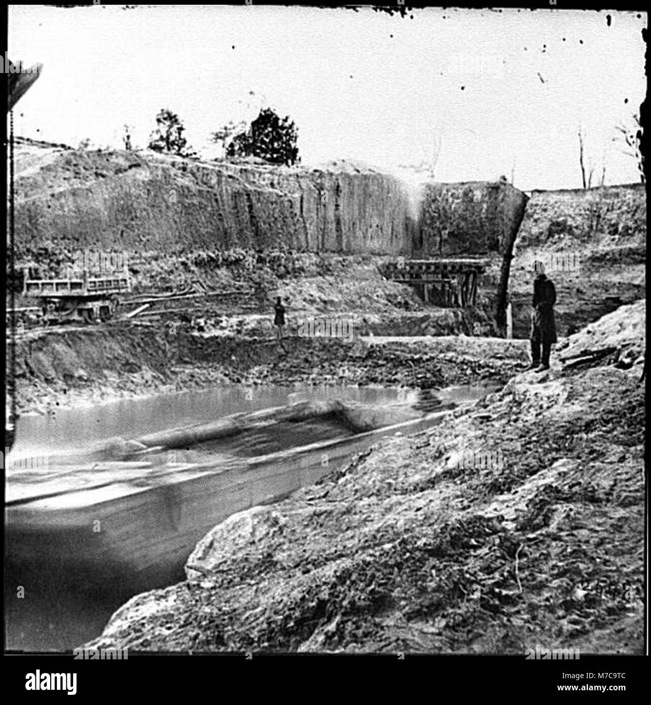This photograph depicts the construction of the canal at Dutch Gap ...