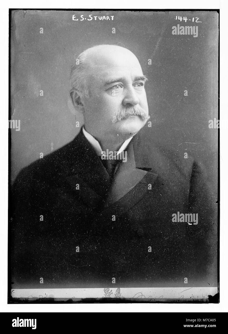 A portrait bust of E.S. Stuart, a notable historical figure, is ...