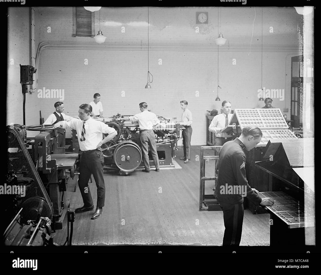 A photograph of the printing department at Eastern High School in ...