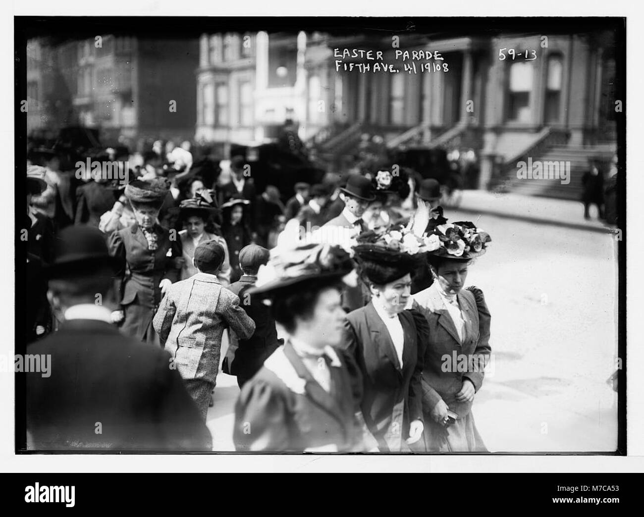 This photograph shows the annual Easter Parade along Fifth Avenue in ...
