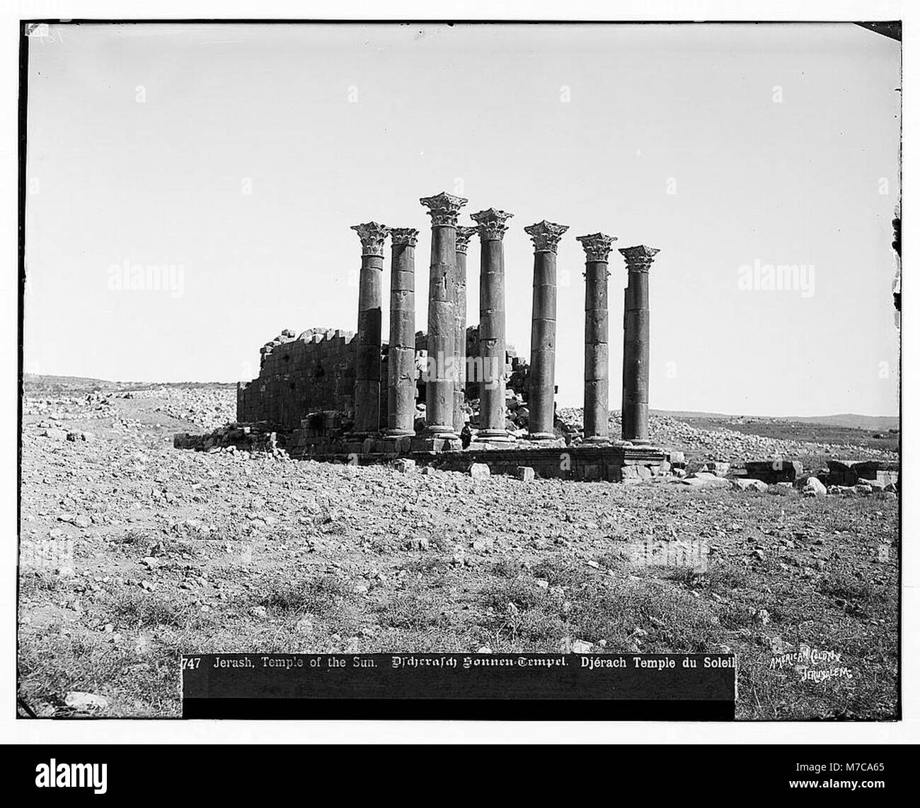 A photograph showing the Temple of the Sun in Jerash, located east of ...