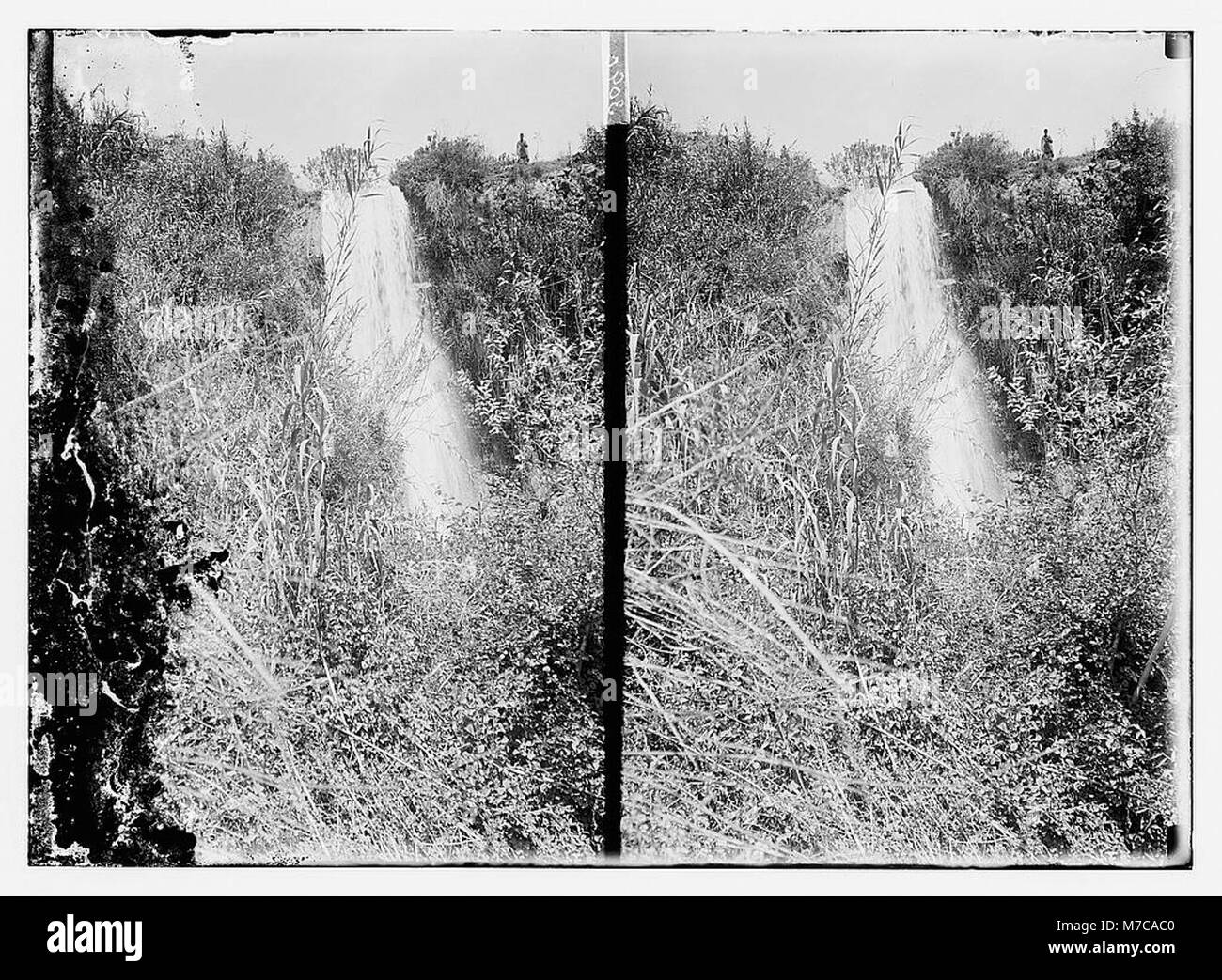 A photograph showcasing a waterfall in the region east of the Jordan ...