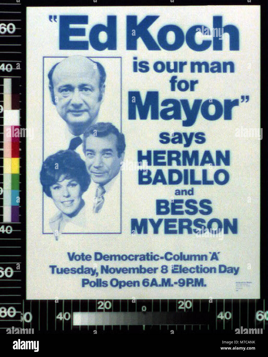 A campaign image endorsing Ed Koch for mayor, featuring Herman Badillo ...