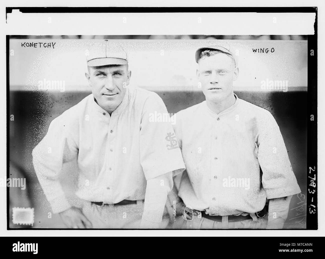 A historical photograph of Ed Konetchy and Ivey Wingo, players for the ...
