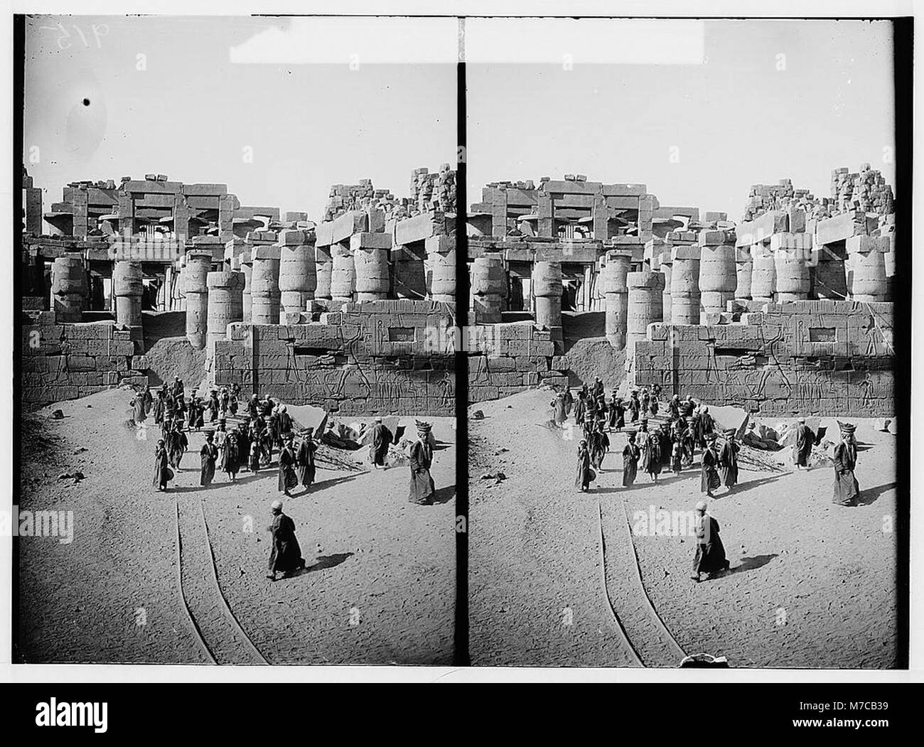 This photograph shows a view of the Great Temple of Ammon at Karnak ...