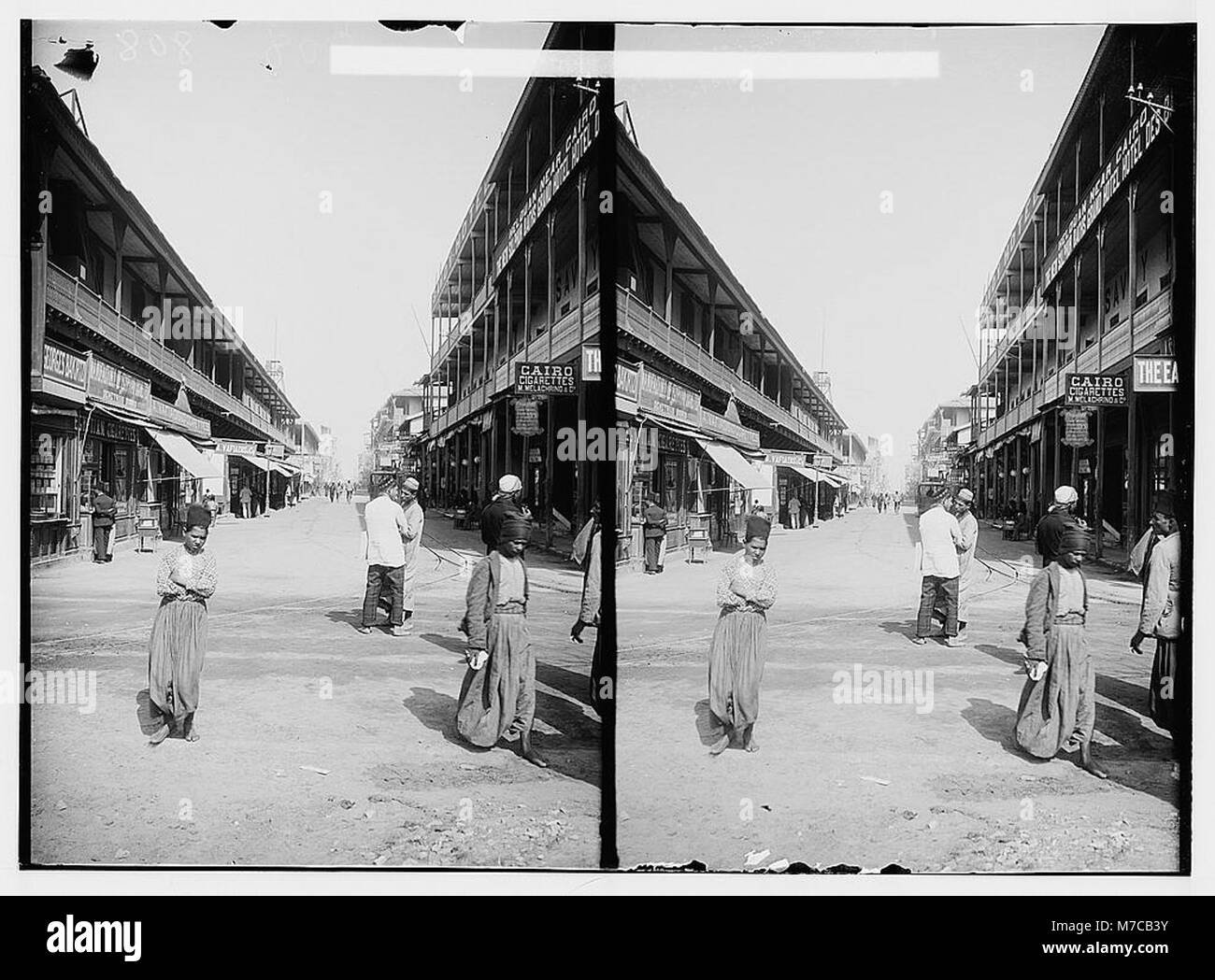 This image depicts the main street of Port Said, Egypt, a bustling port ...