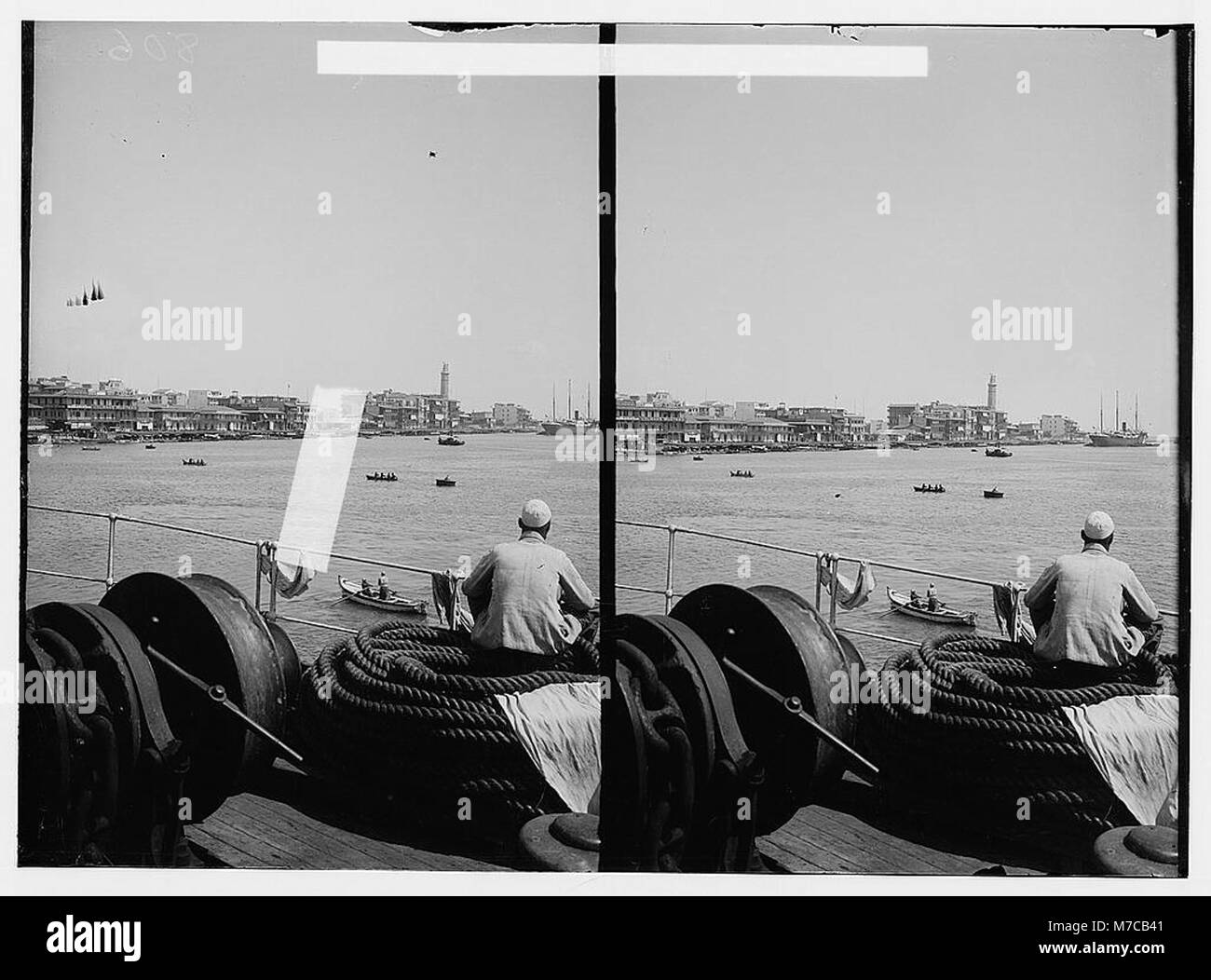 A view of Port Said, Egypt, taken from the harbor. This scene ...