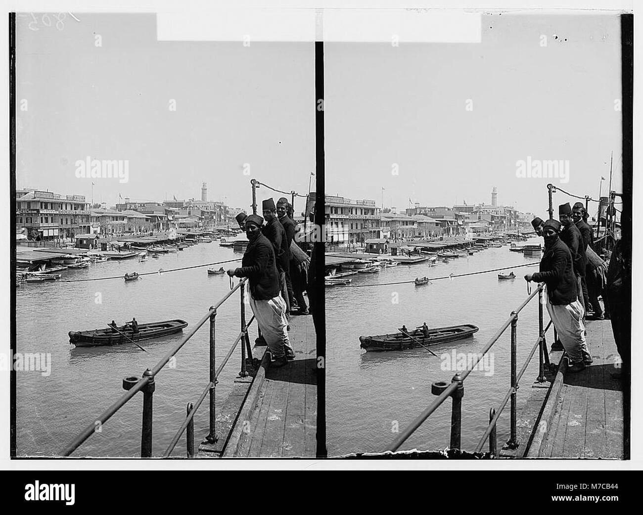 The image shows the quay of Port Said, Egypt, a major maritime hub ...