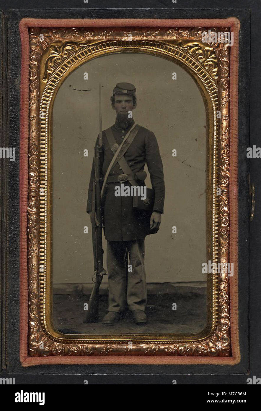 A historical image of an unidentified Union soldier wearing a frock ...