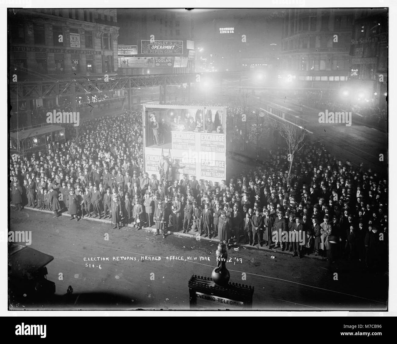 A historical document showing the election returns of 1909, recorded at ...