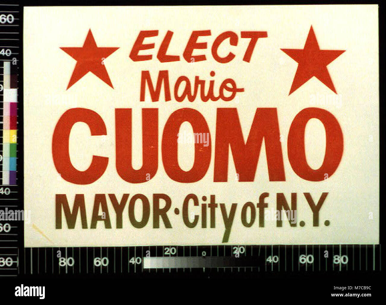 A political campaign image promoting Mario Cuomo for Mayor of New York ...