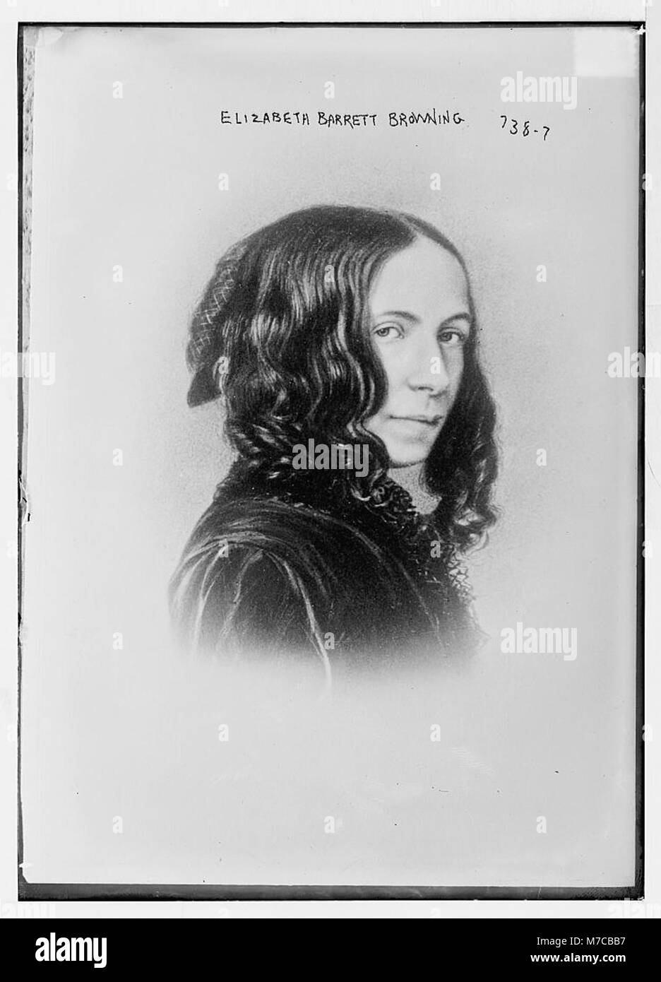 A portrait of Elizabeth Barrett Browning, the renowned Victorian poet ...