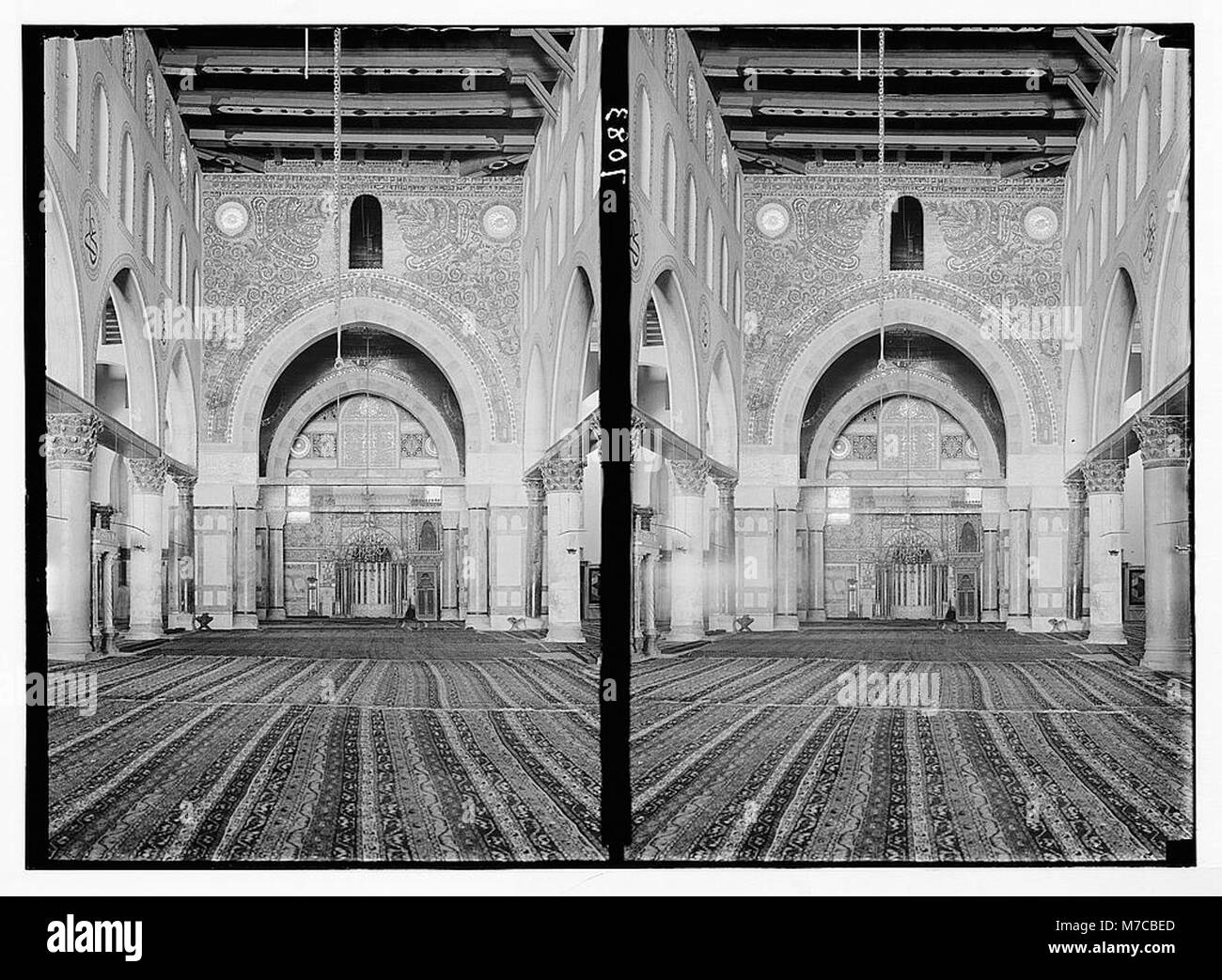 The interior view of the Al-Aqsa Mosque in Jerusalem, showcasing its ...