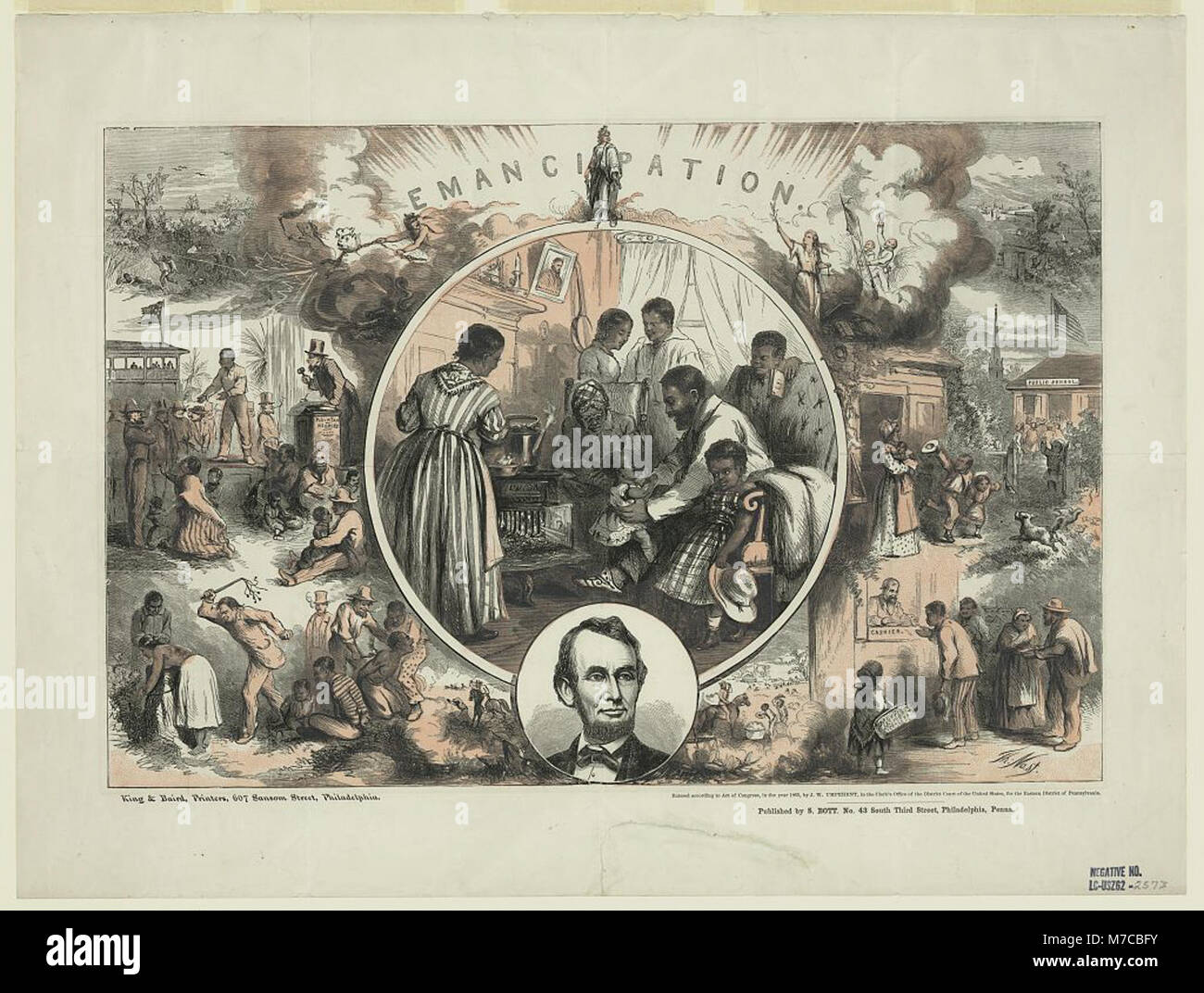 A political cartoon titled 'Emancipation' by Thomas Nast, illustrating ...